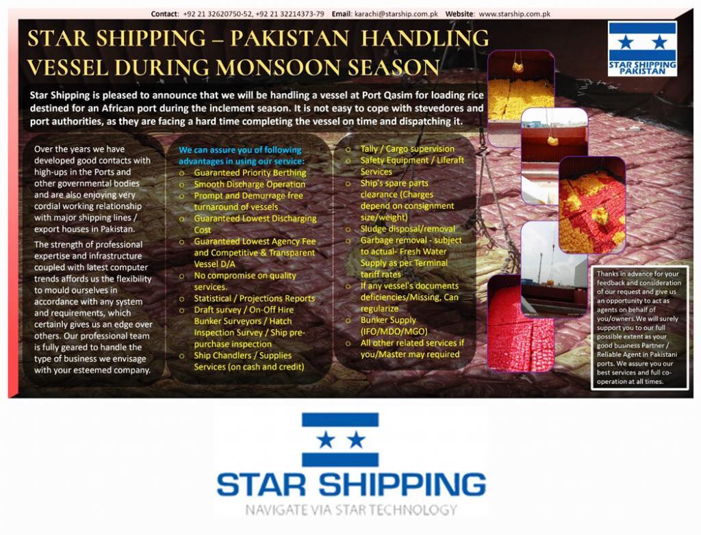 Star Shipping Pakistan Handling Vessel At Port Qasim Karachi - Cross Ocean